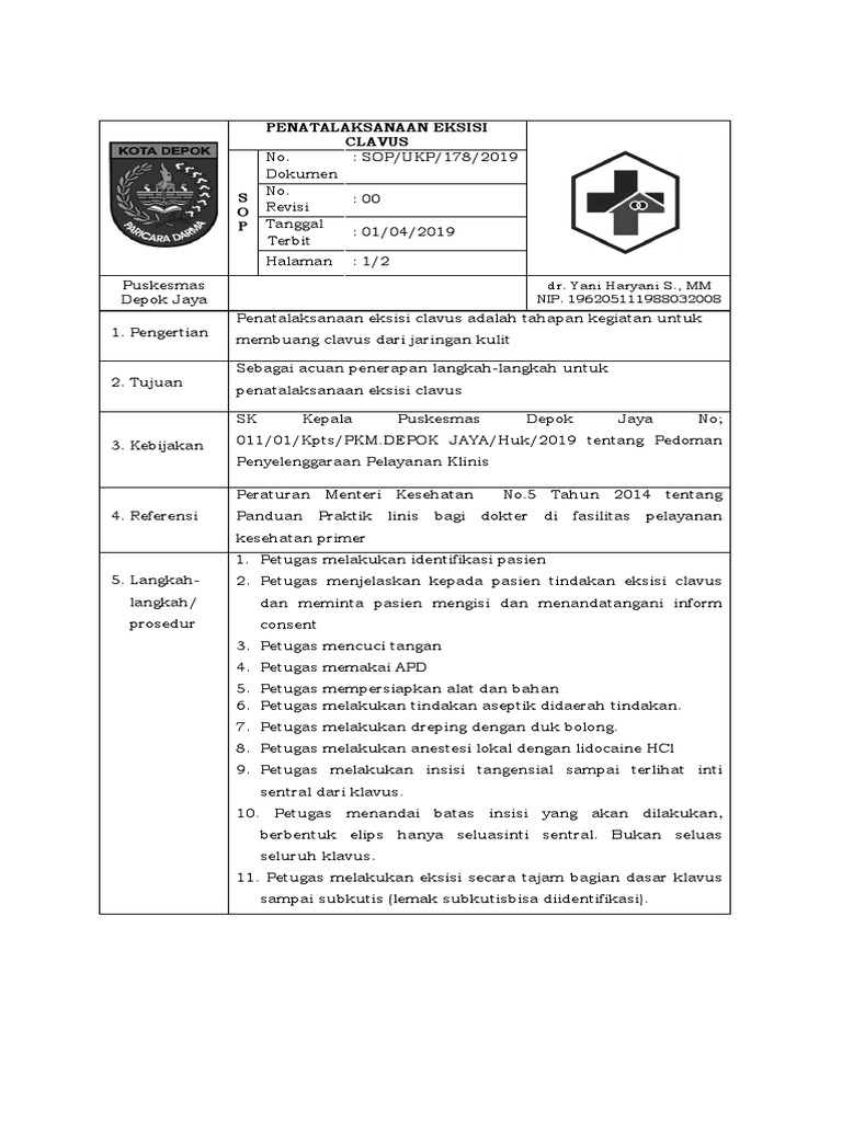 Sop-Penatalksanaan Eksisi Klavus | PDF