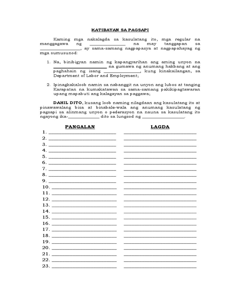 Katibayan Sa Pagsapi | PDF