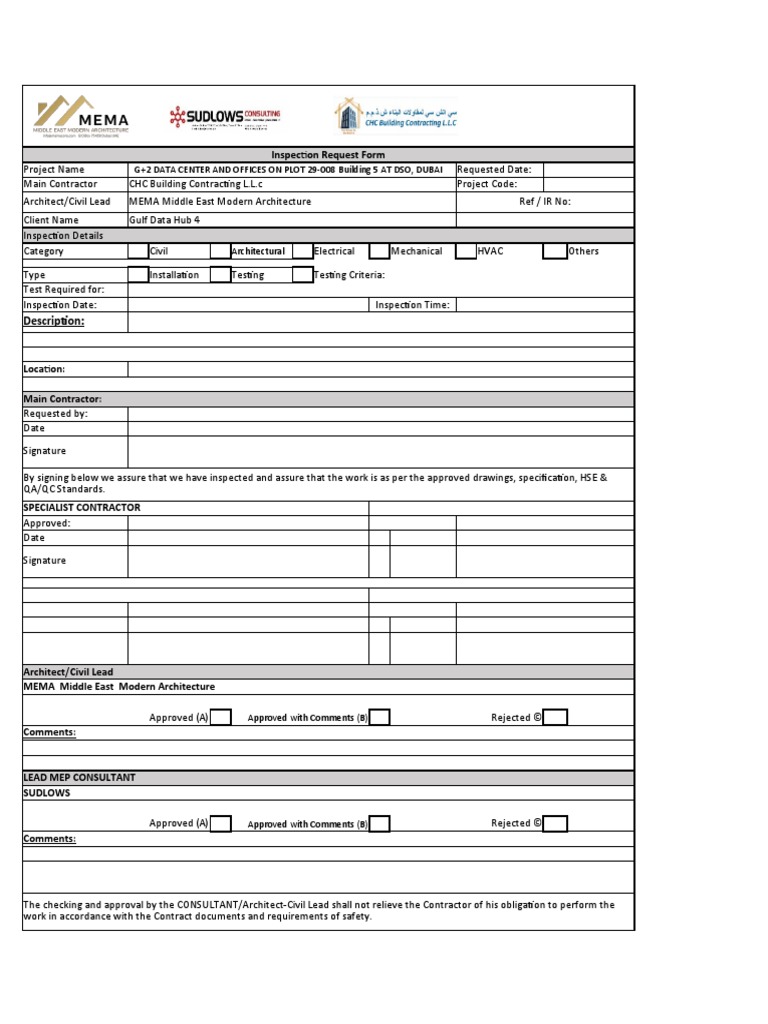 Inspection Request Format | PDF