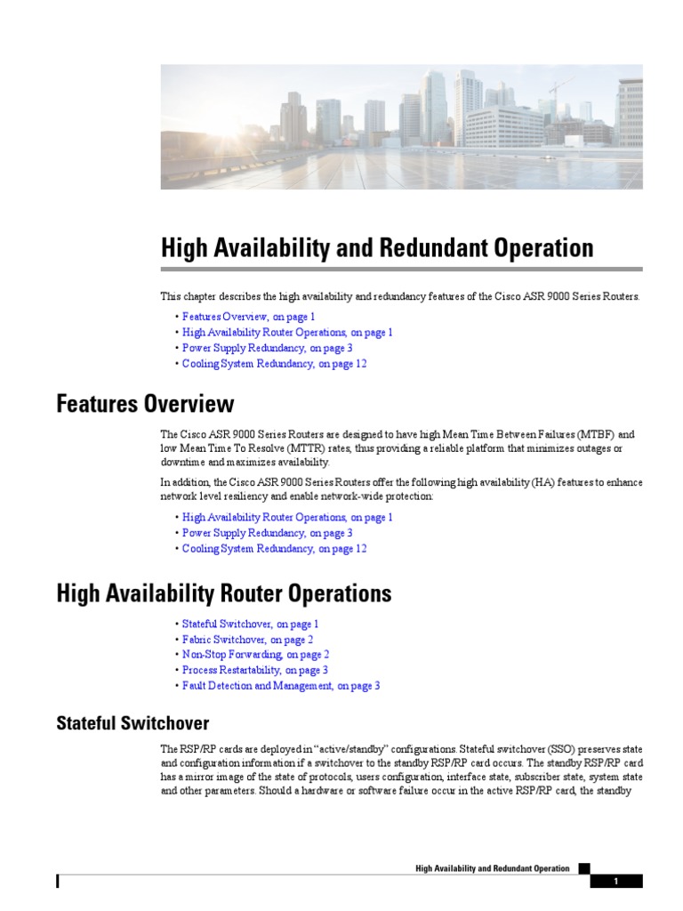 Cisco ASR 9000 High Availability Features | PDF | Routing | Network Switch