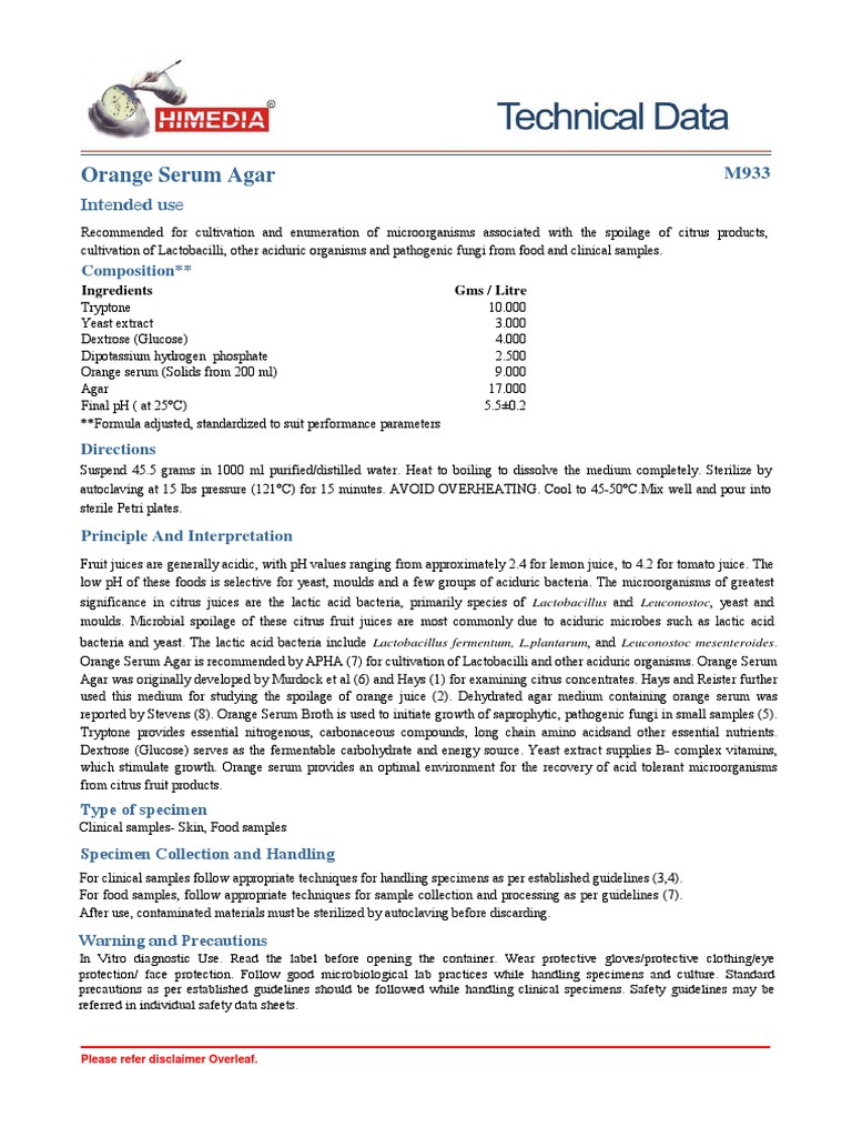 Himedia M933 | PDF | Growth Medium | Agar