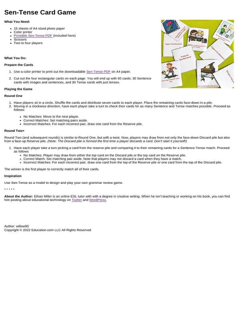 Sen Tense Card Game | PDF