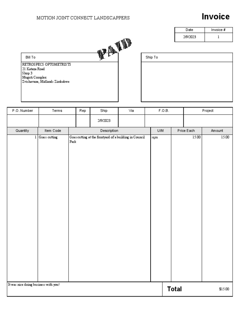 RETROSPECS OPTOMETRISTS Invoice | PDF