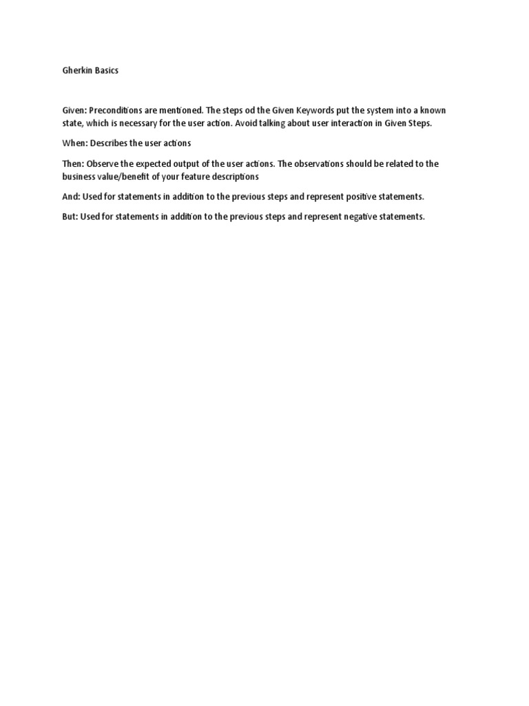Gherkin Basics | PDF Gherkin Basics | PDF
