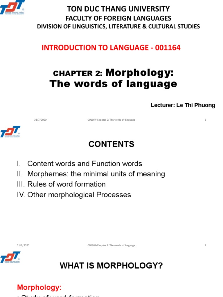 Chapter 2 Morphology Pdf Word Morphology