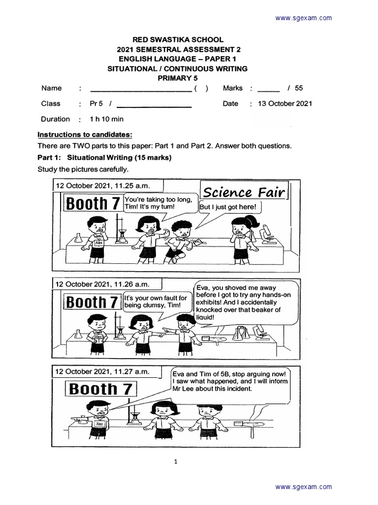 2021 P5 English Semestral Assessment 2 Red Swastika | PDF