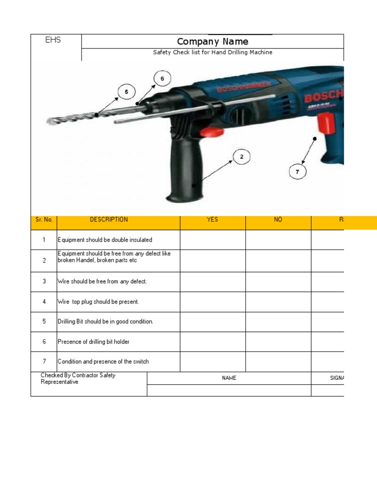 Check List for Hand Drilling Machine | PDF