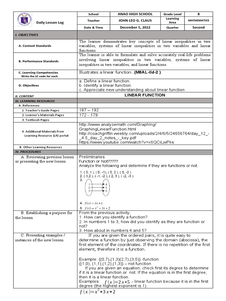 DLP December 5, 2022 | PDF | Function (Mathematics) | Linear Map