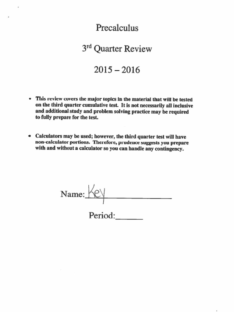 Quarter 3 Review Packet Key | PDF