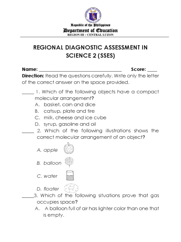 Science 2 (SSES) - Test Questionnaire | PDF | Air Pollution | Sun