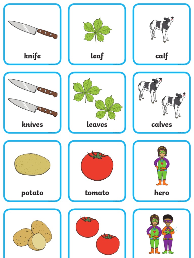 Irregular Plural Nouns Matching Cards | PDF