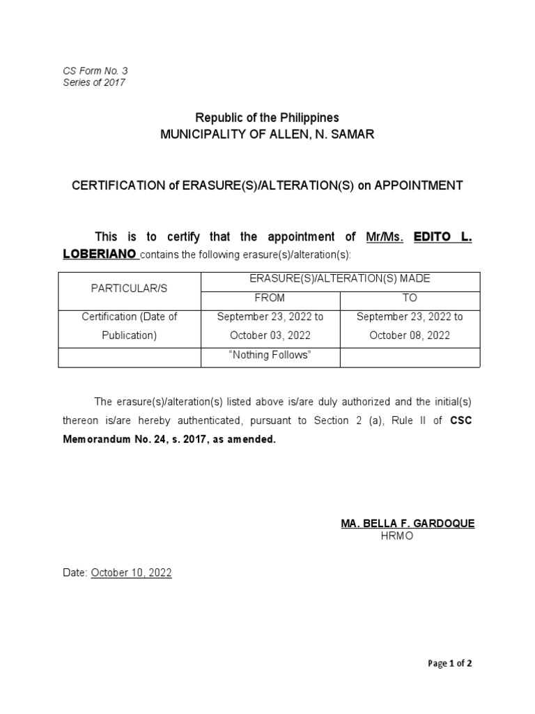 Certificate of Erasure for Appointment | PDF | Technology & Engineering