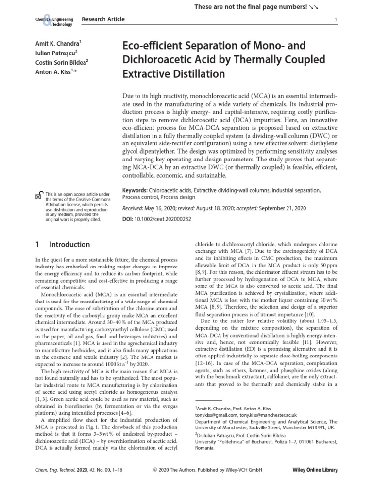 2020-Eco Efficient Separation of Mono and Dichloroacetic Acid by Thermally Coupled Extractive ...