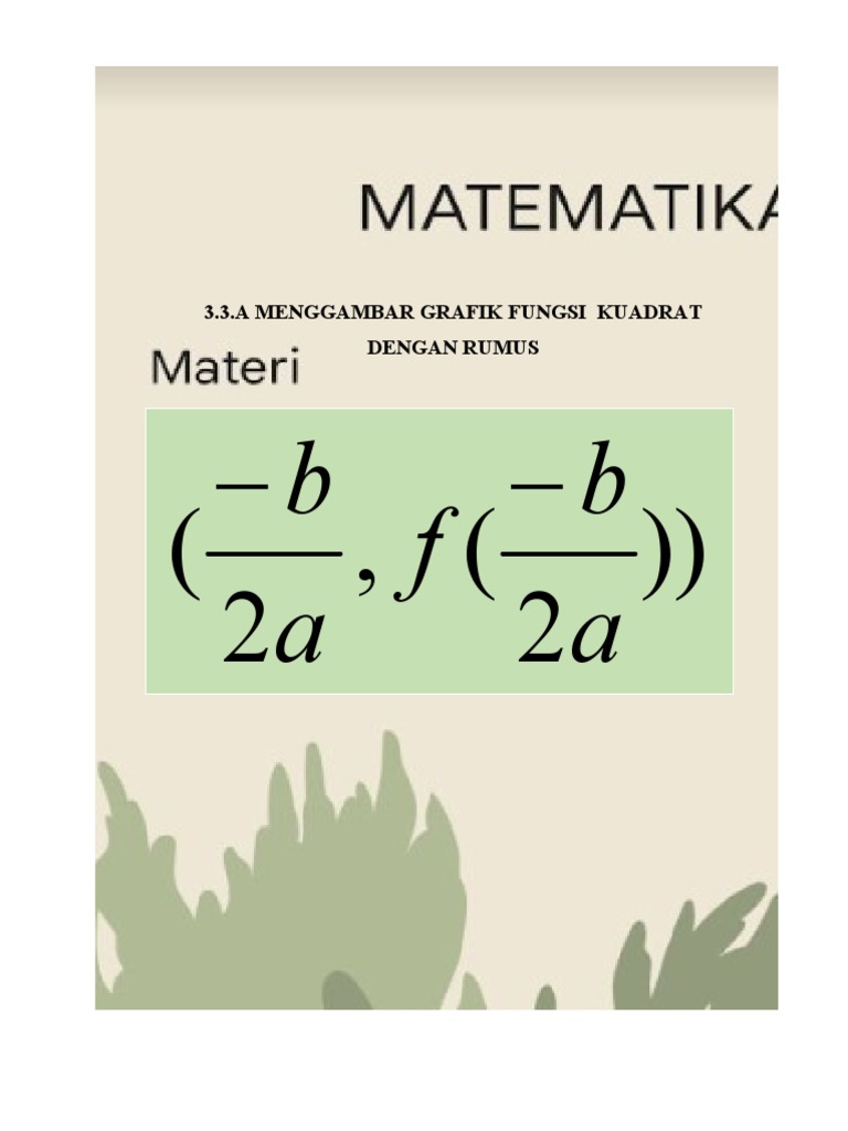 3.3 B Grafik Fungsi Kuadrat Dengan Rumus | PDF