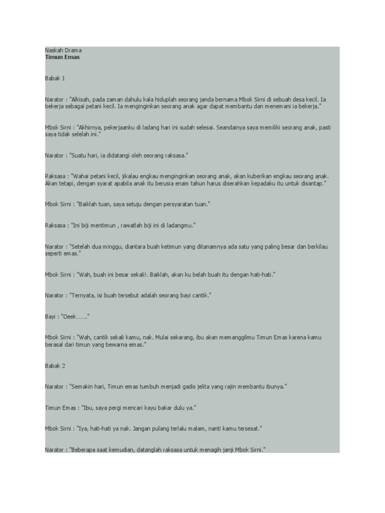 Legenda Timun Emas | PDF