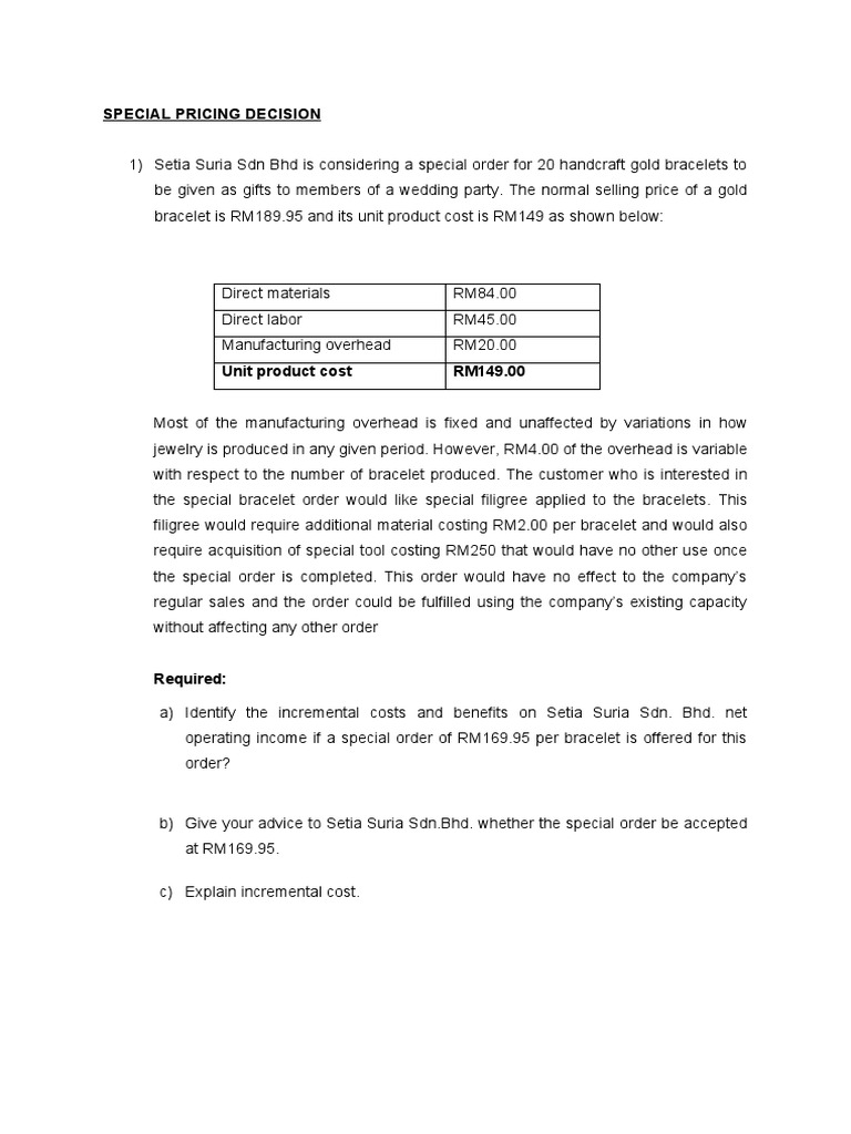 Tutorial Special Pricing | PDF | Meal | Lunch