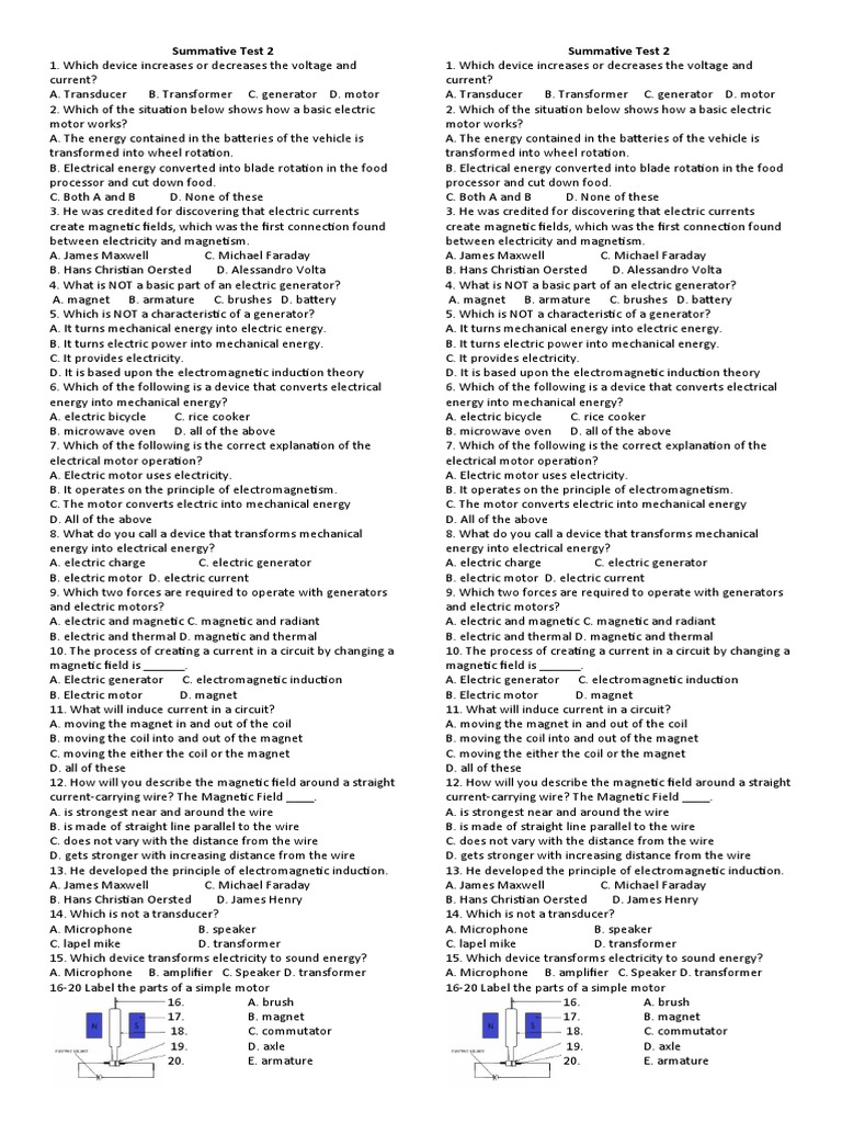 St2 Electromagnetic Induction Motors Generators Pdf Electromagnetic Induction Electric