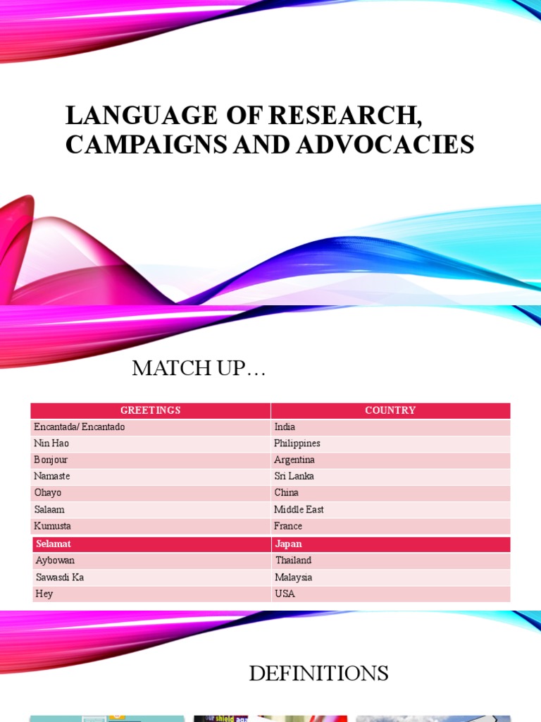 Language of Research, Campaigns, Advocacies | PDF | Allergy | Verb