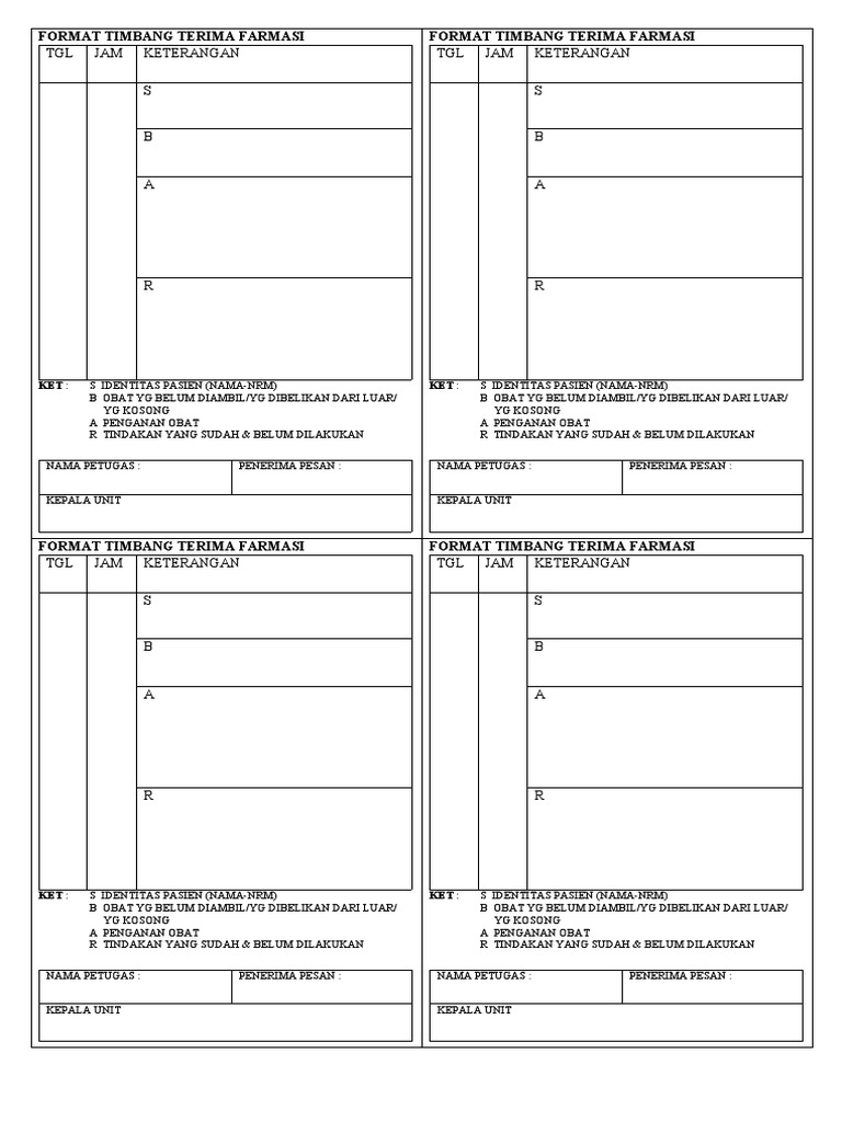 Format Timbang Terima Farmasi | PDF