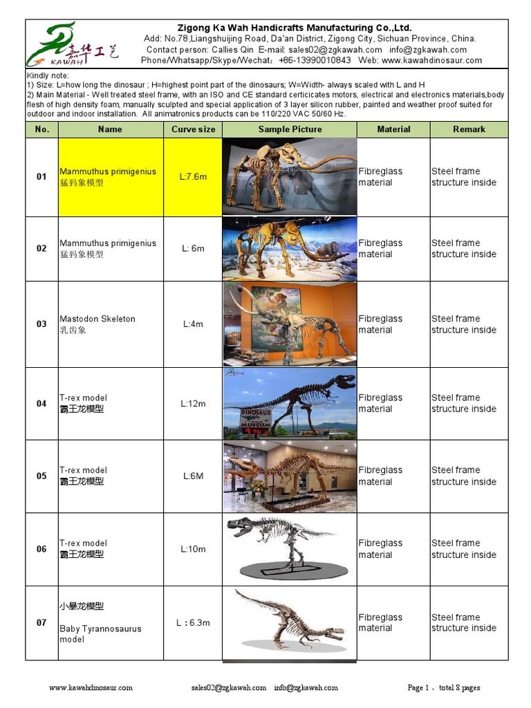2022 Kawah Dinosaur Skeletons Catalogue | PDF | Mesozoic Dinosaurs | Paleontology