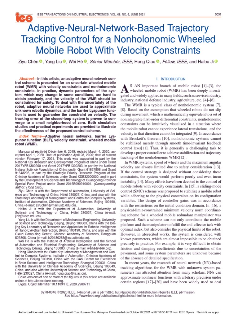 Adaptive Neural Network Based Trajectory Tracking Control For A Nonholonomic Wheeled Mobile 