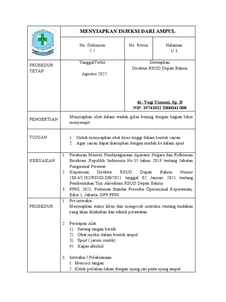 Menyiapkan Injeksi Dari Ampul | PDF | Kesehatan Holistik