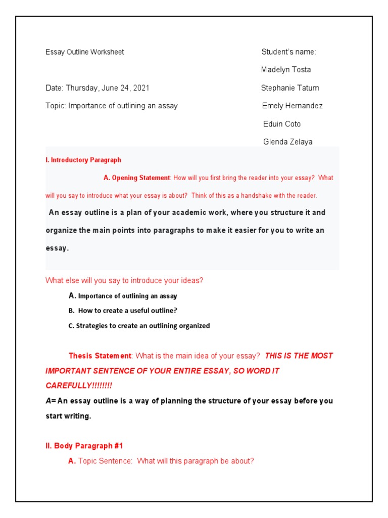 Blank Informative Essay Outline Template | PDF | Essays | Paragraph