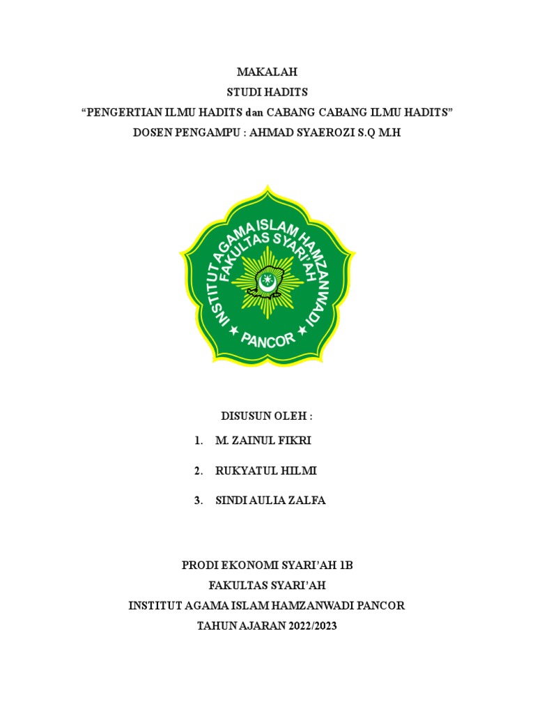 Makalah Studi Hadits Kelompok 8 | PDF | Agama & Spiritualitas