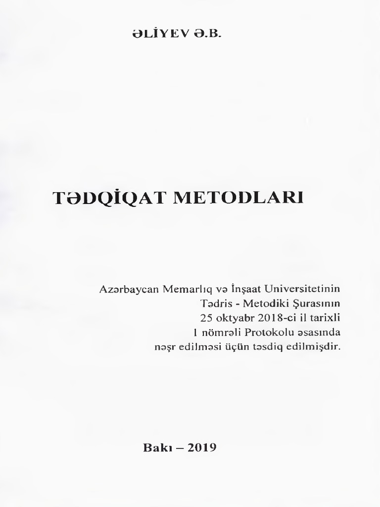 Tədqiqat Metodlari: Əliyev Ə.B | PDF