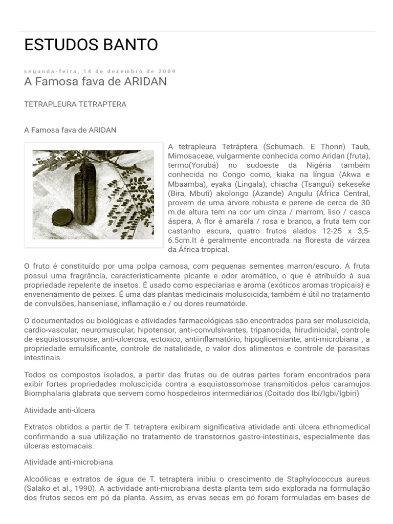 Estudos Banto - A Famosa Fava de Aridan | PDF | Rituais | Sabonete