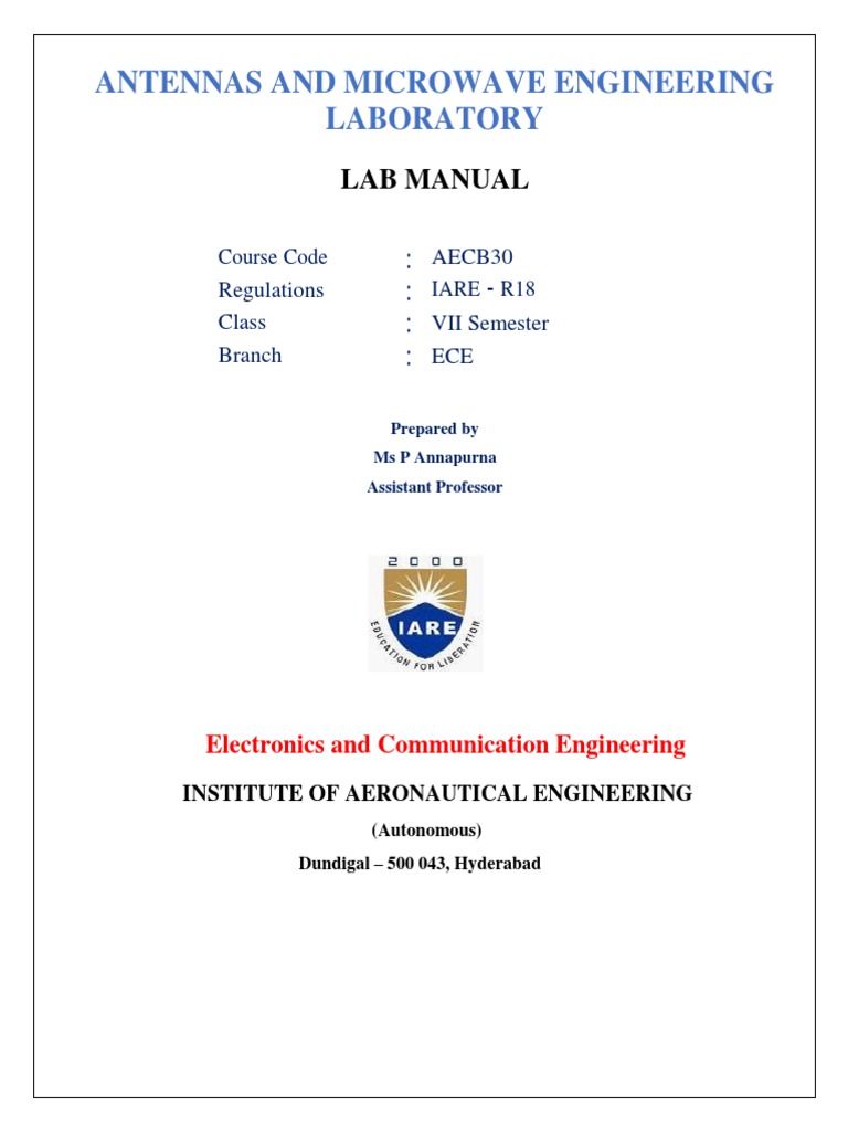 Antennas and Microwave Engineering Laboratory | PDF | Microwave ...