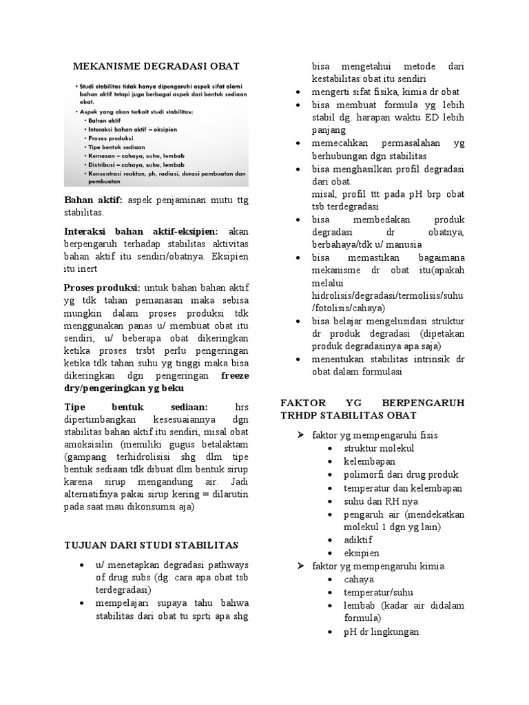 Mekanisme Degradasi Obat dan Stabilitas | PDF