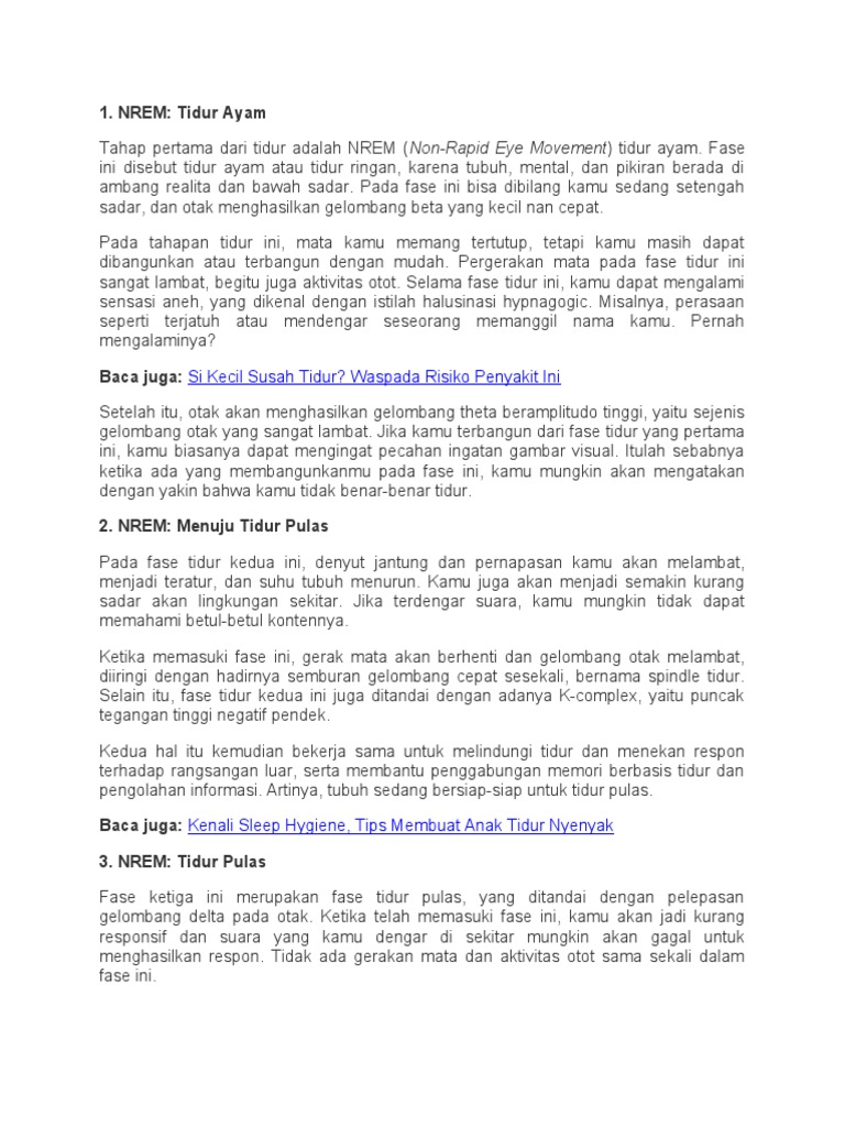 Fase Tidur: NREM dan REM Dijelaskan | PDF