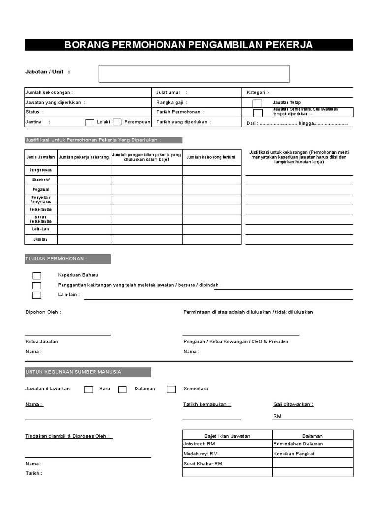 1 - CONTOH BORANG PERANCANGAN PENGAMBILAN PEKERJA | PDF