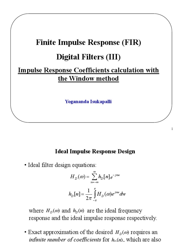 Finite Impulse Response (FIR) Digital Filters | PDF | Low Pass Filter ...