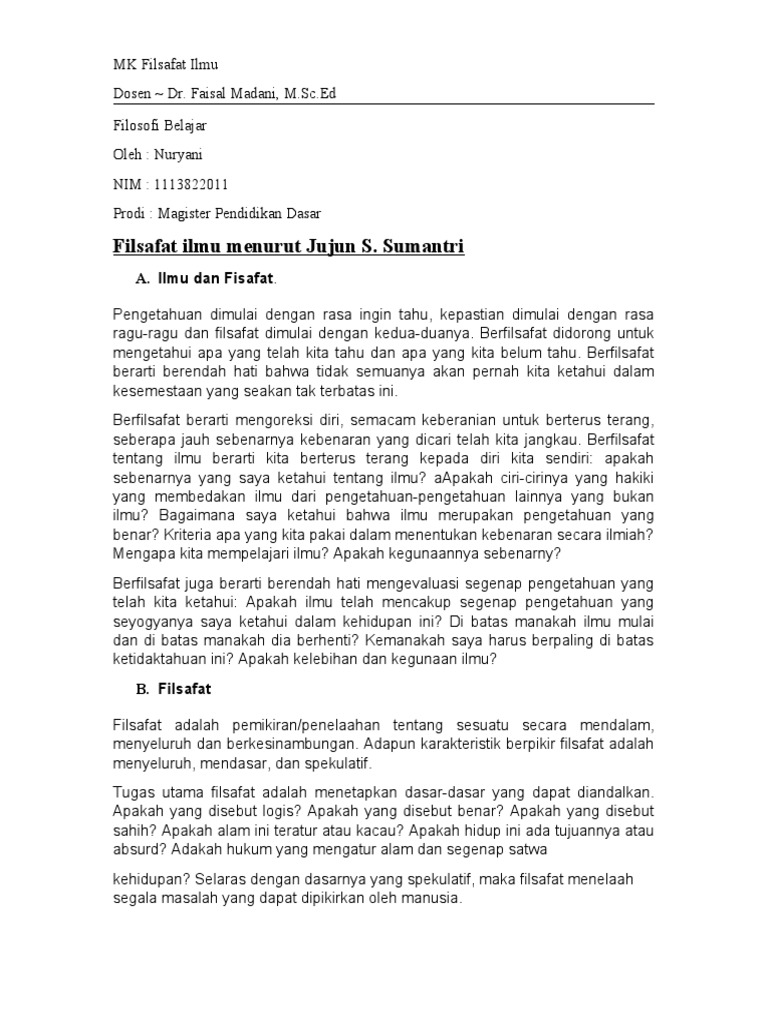 MK Filsafat Ilmu Jujun S Sumantri | PDF | Pengembangan Diri