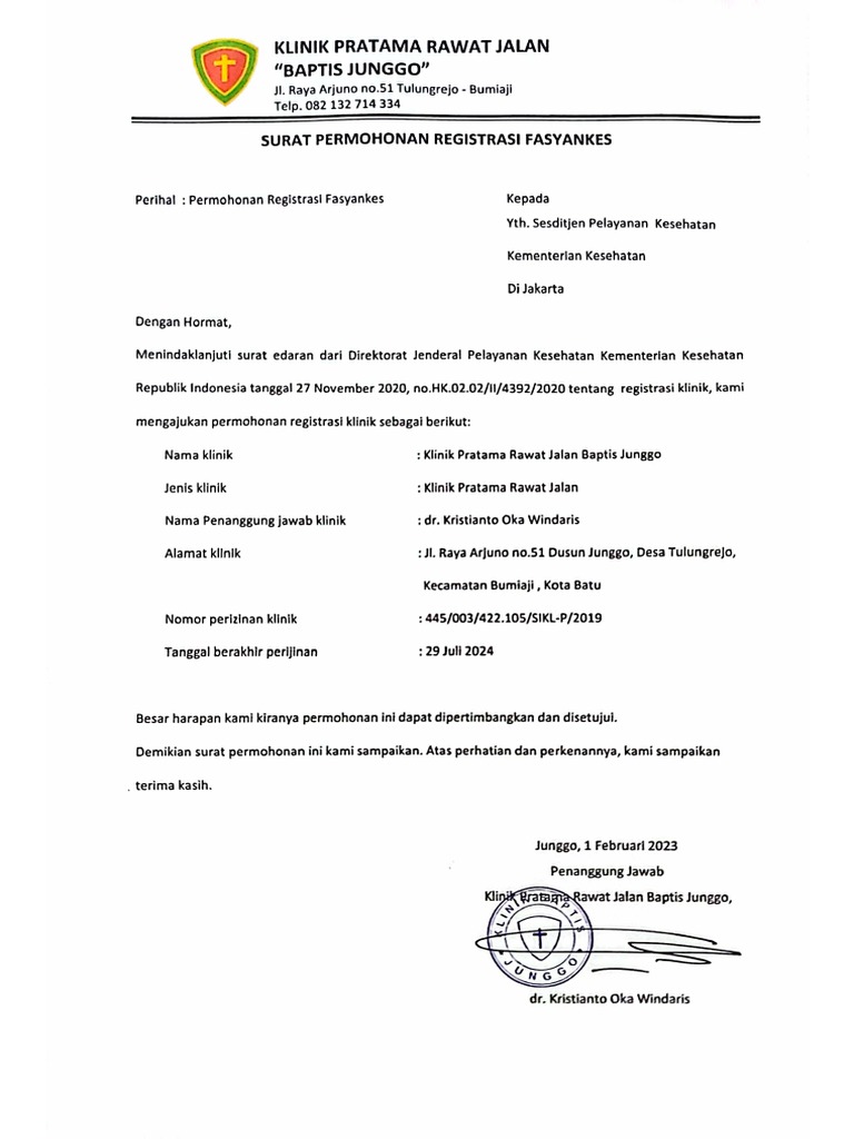 Surat Permohonan Registrasi | PDF