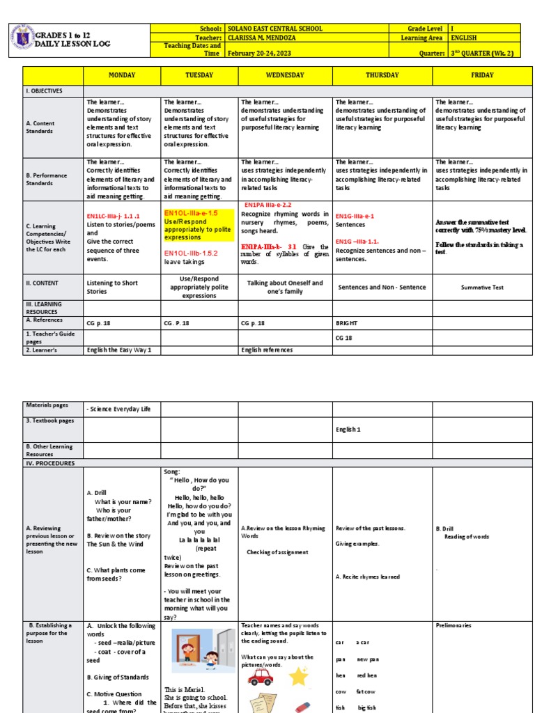 DLL English Q3 Wk2 | PDF | Differentiated Instruction | Learning DLL English Q3 Wk2 | PDF | Differentiated Instruction | Learning