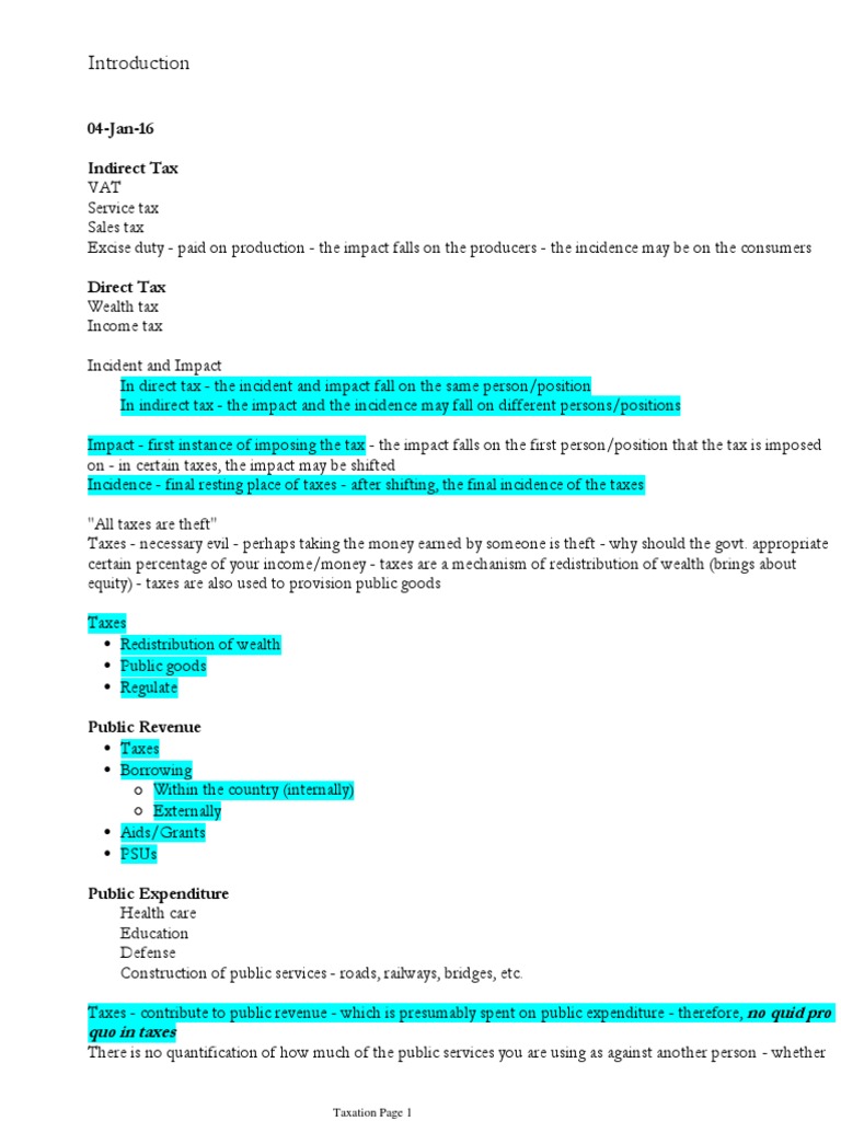 Taxation Notes | PDF | Taxes | Government Budget Balance