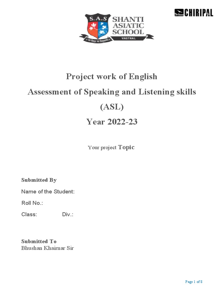 ASL Project Format | PDF | Behavior Modification | Cognition