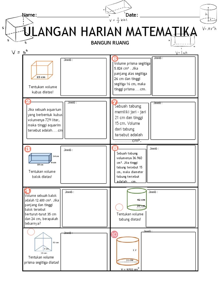 Ulangan Harian Bangun Ruang | PDF