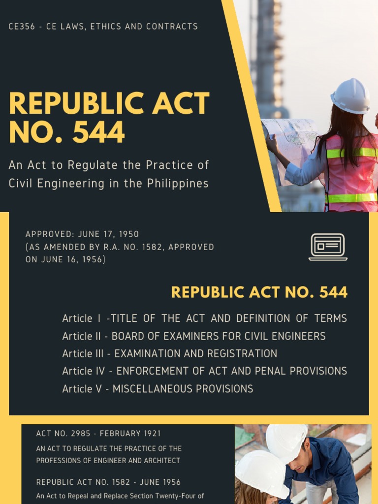 RA No. 544 | PDF | Engineer | Civil Engineering