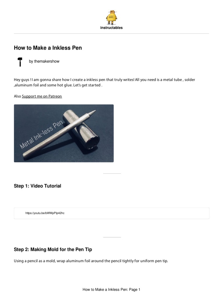 Create Your Own Inkless Pen | PDF | Pen | Solder