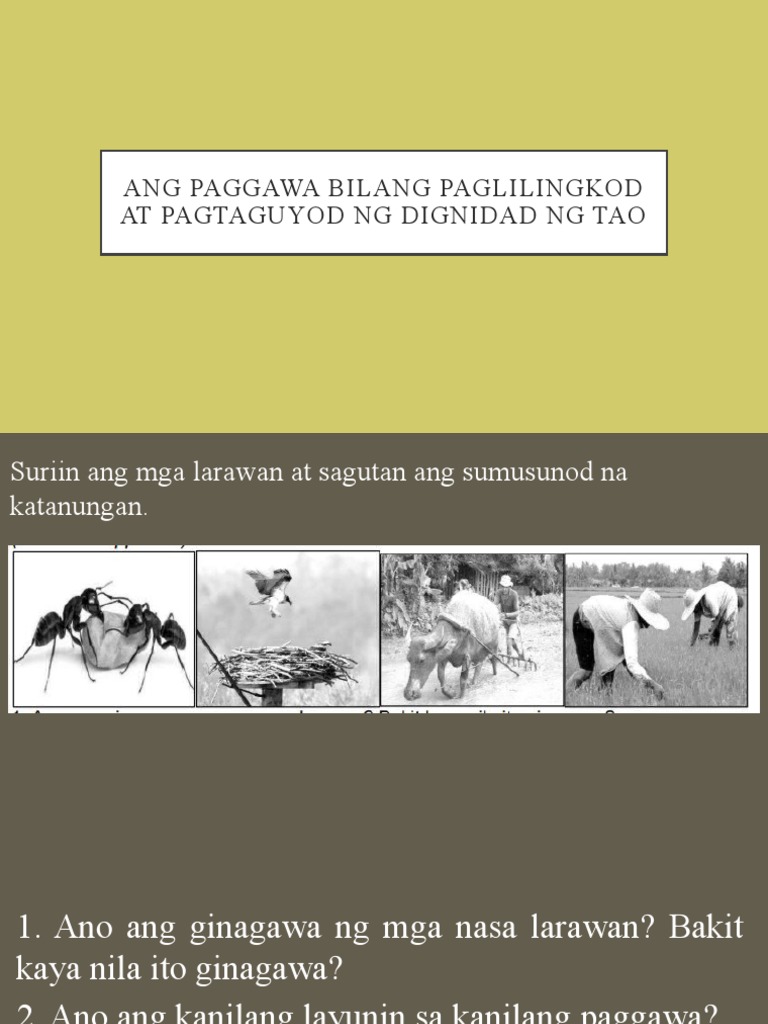 Ang Paggawa Bilang Paglilingkod at Pagtaguyod NG Dignidad | PDF