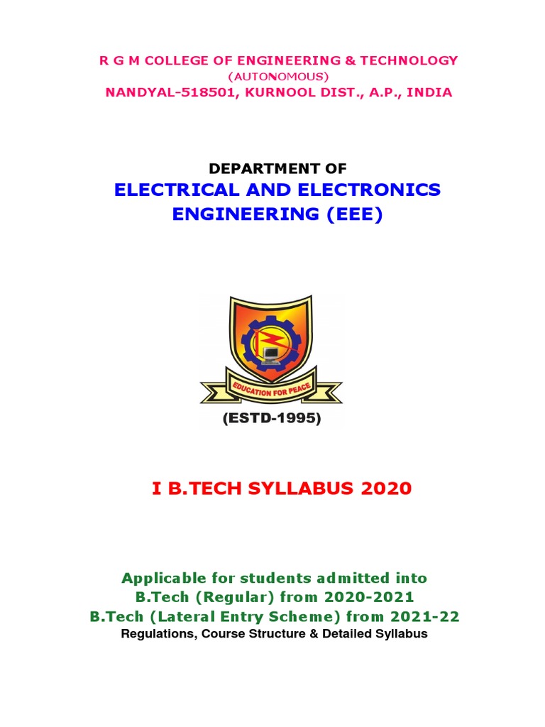 R-20 Eee Syllbus | PDF | Massive Open Online Course | Academic Degree