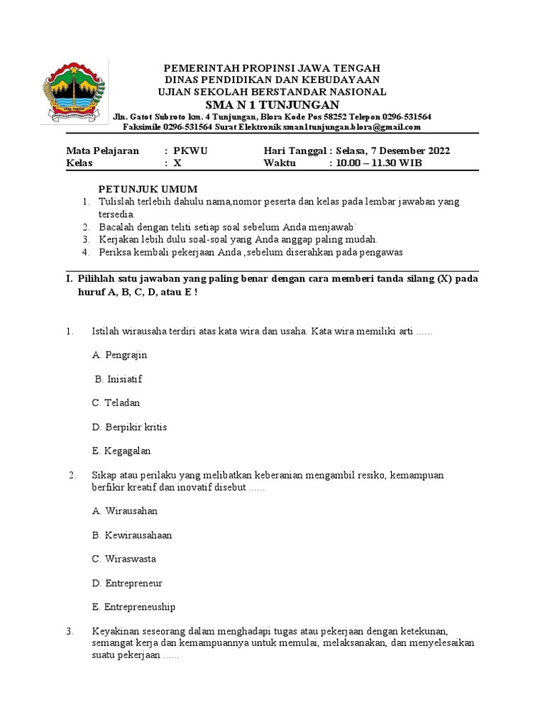 Soal Pkwu X Santi No | PDF