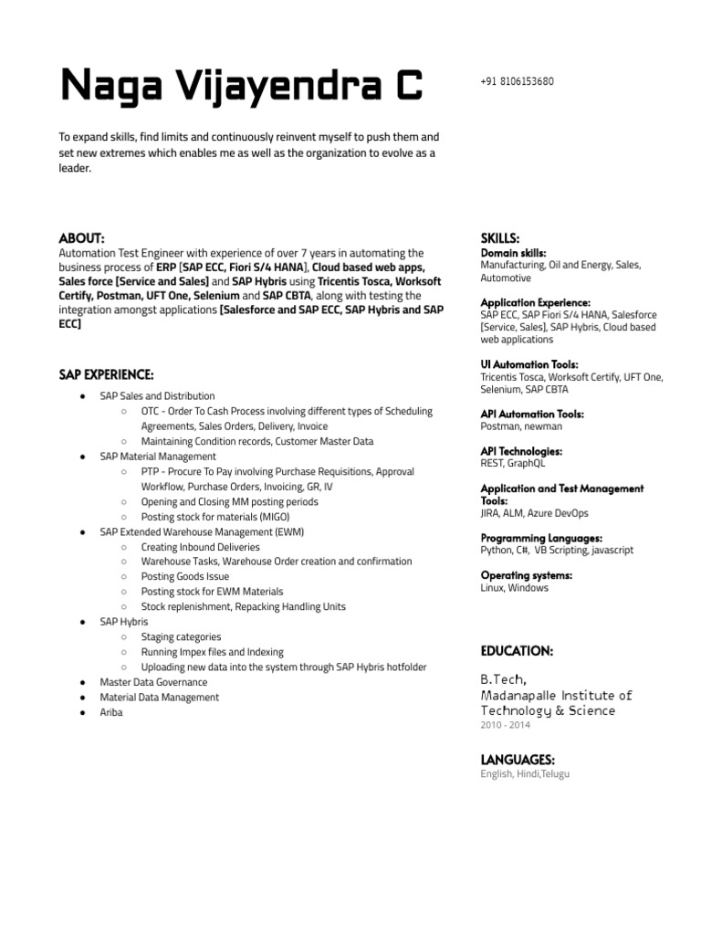 Resume - C Naga Vijayendra | PDF | Automation | Cloud Computing