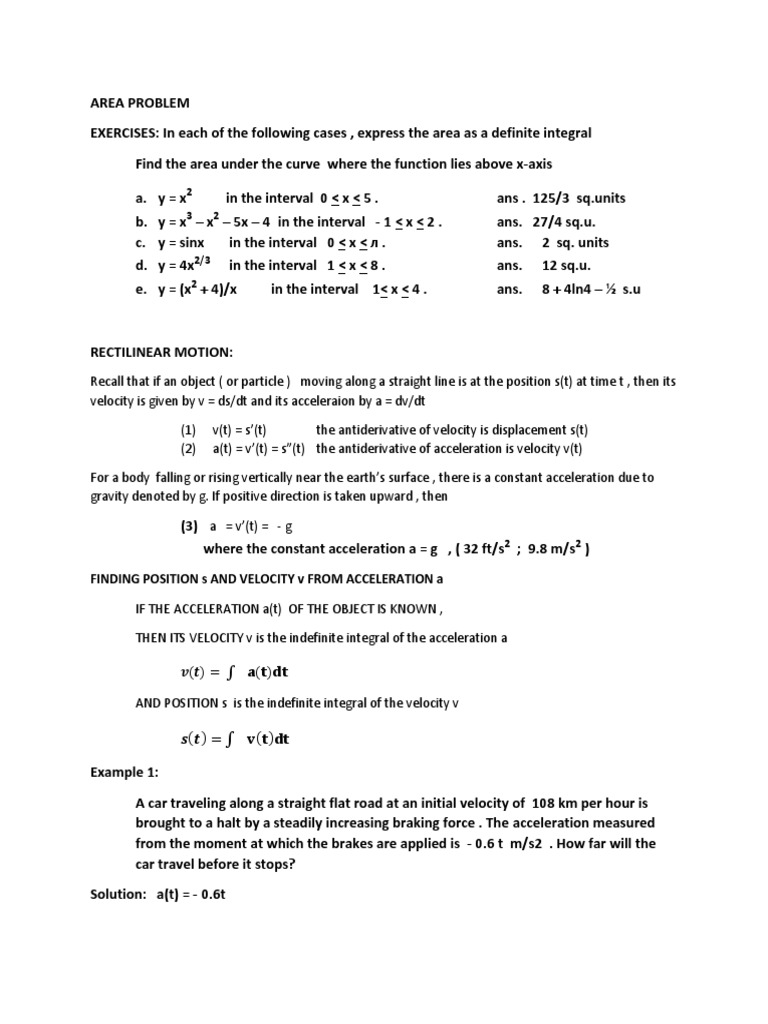 Module 1.3 Applications of Integration | PDF | Acceleration | Velocity