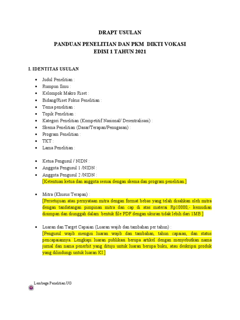 Draft Usulan Penelitian Vokasi | PDF | Bisnis