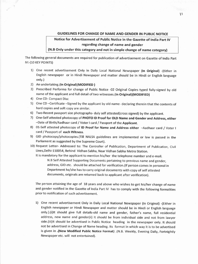Name and Gender Change Guidelines | PDF | Newspapers | Gender